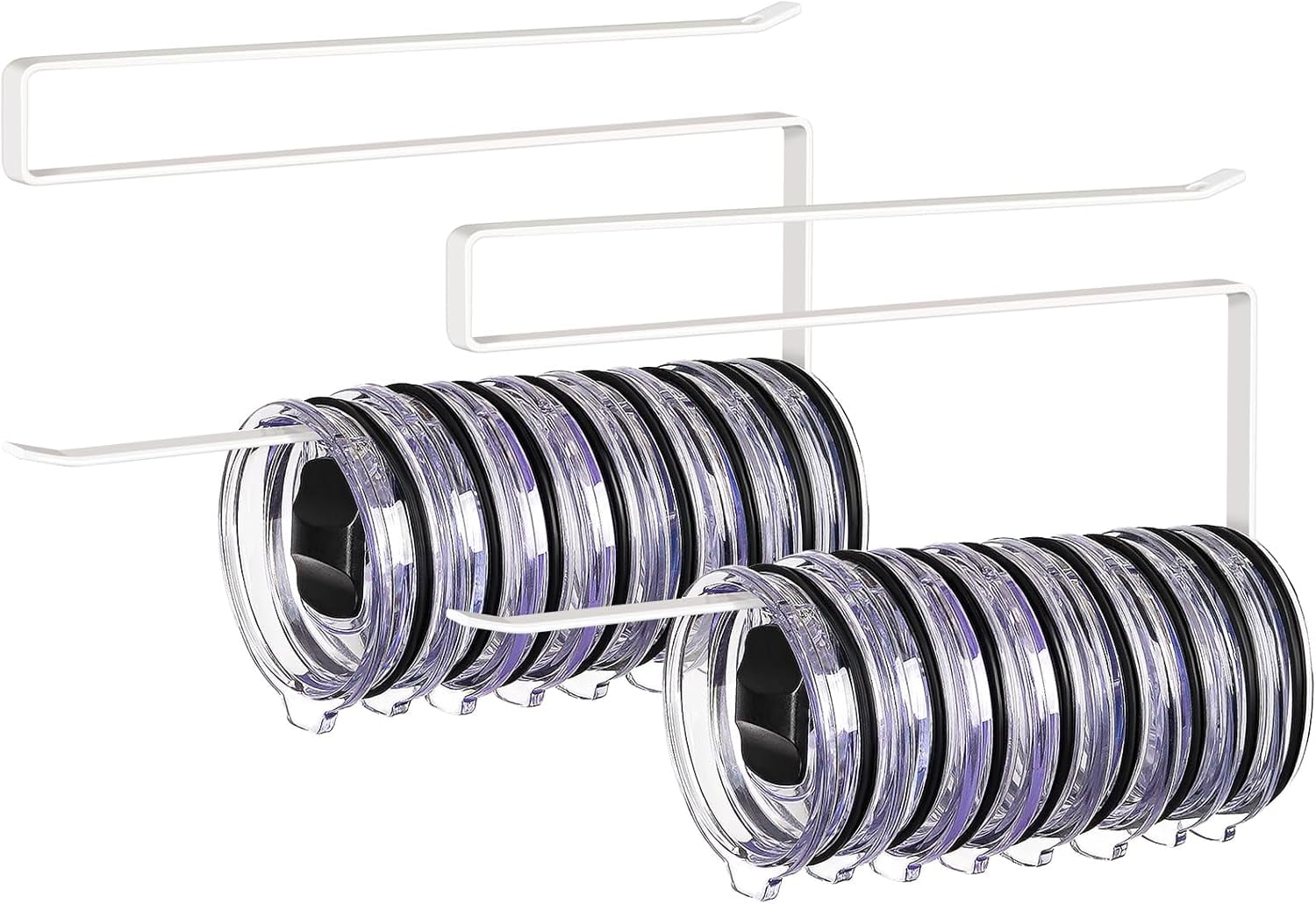 2 Pack Tumbler Lid Organizer, Horizontal Tumbler Lid Storage Hook to ...