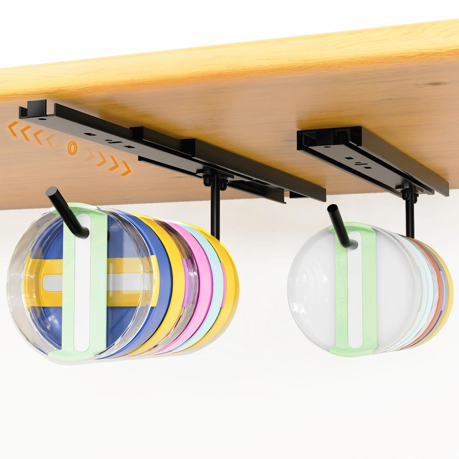 2 Pack Tumbler Lid Organizer Inside Cabinet with Telescoping Slides ...