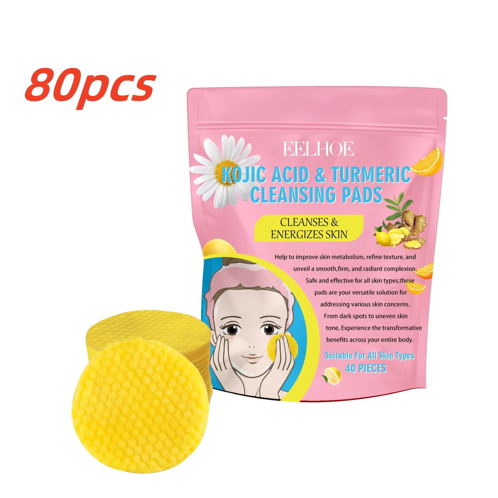2 Pack Turmeric Cleansing Pads (80PCS) - Kojic Acid And Turmeric ... 2 Pack Turmeric Cleansing Pads (80PCS) - Kojic Acid And Turmeric ...