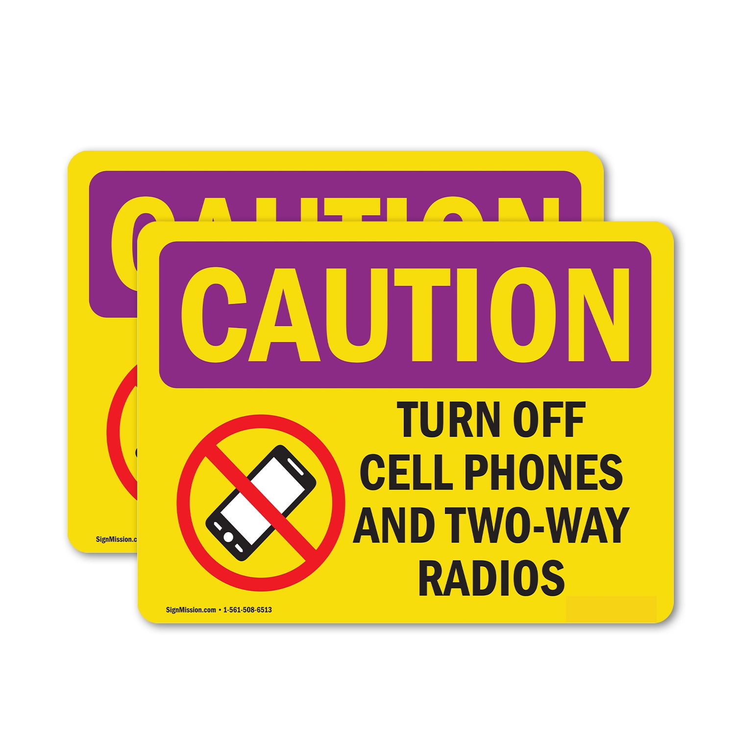 (2 Pack) Turn Off Cell Phones And Radios OSHA Caution Radiation Sign ...