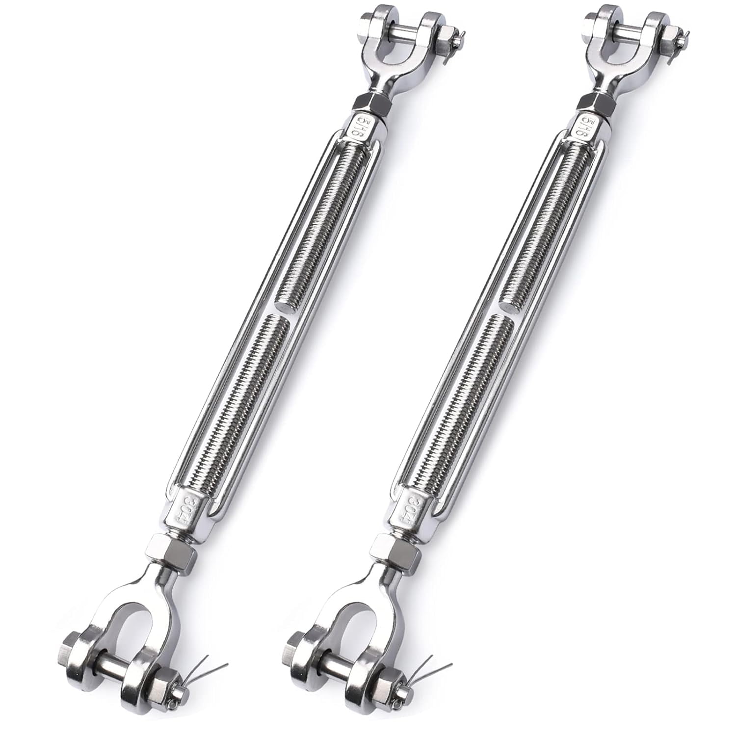 2 Pack Turnbuckle 5/16 M8 304 Stainless Steel Turnbuckle, 2100 lbs ...