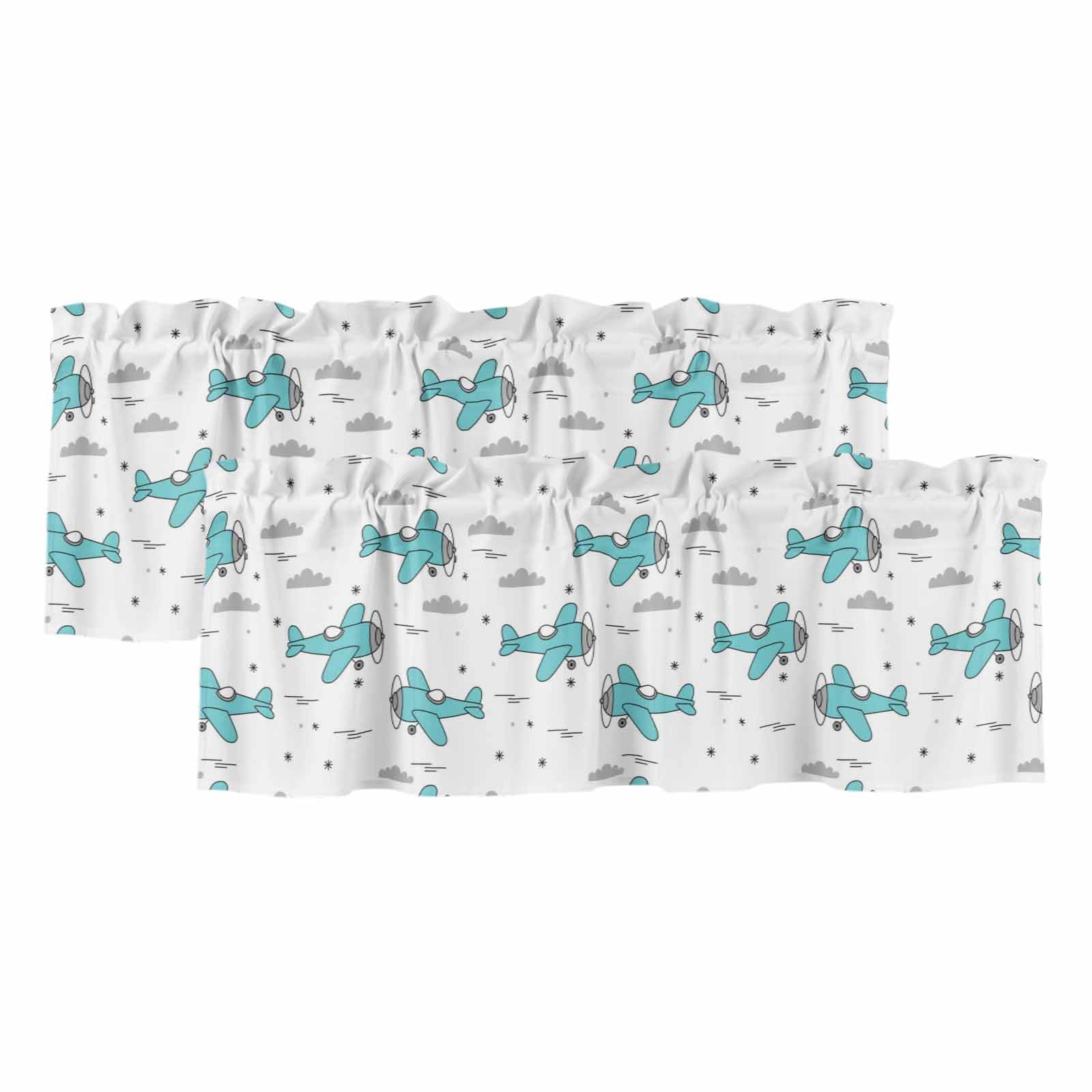 2 Pack Turquoise Airplane Valances for Windows Bedroom Living Room ...