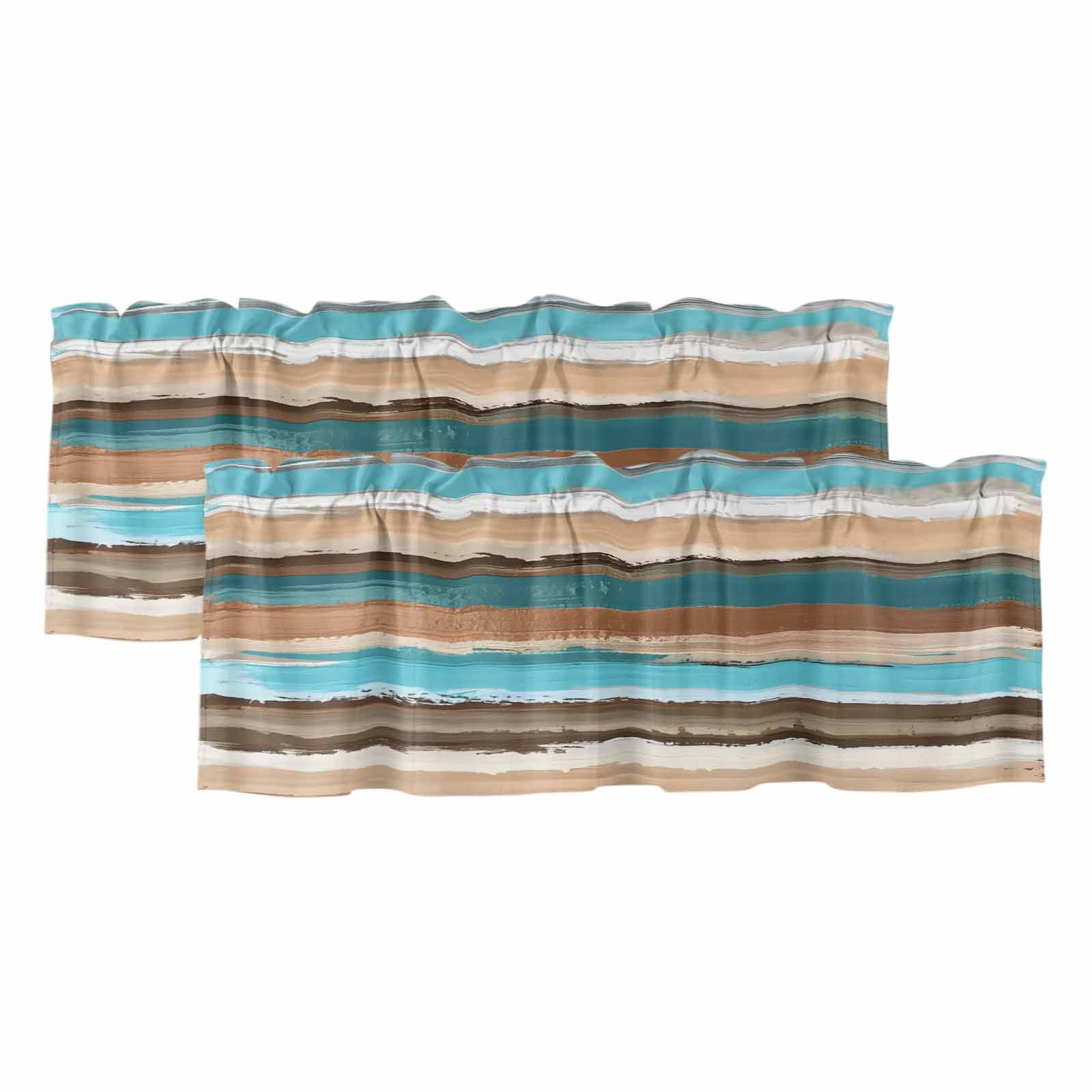 2 Pack Turquoise Brown Gradient Valance for Window Vintage Abstract ...