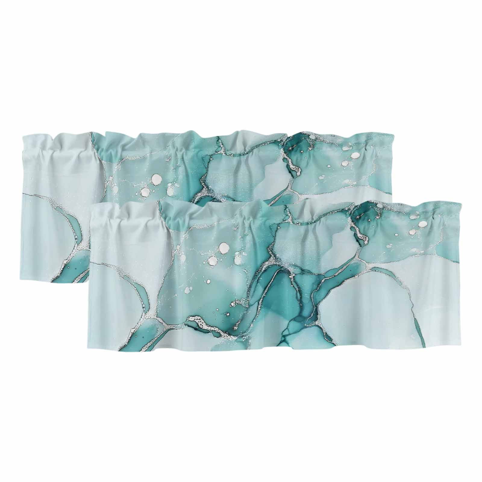 2 Pack Turquoise Marble Valance for Window Abstract Modern Fluid Art ...