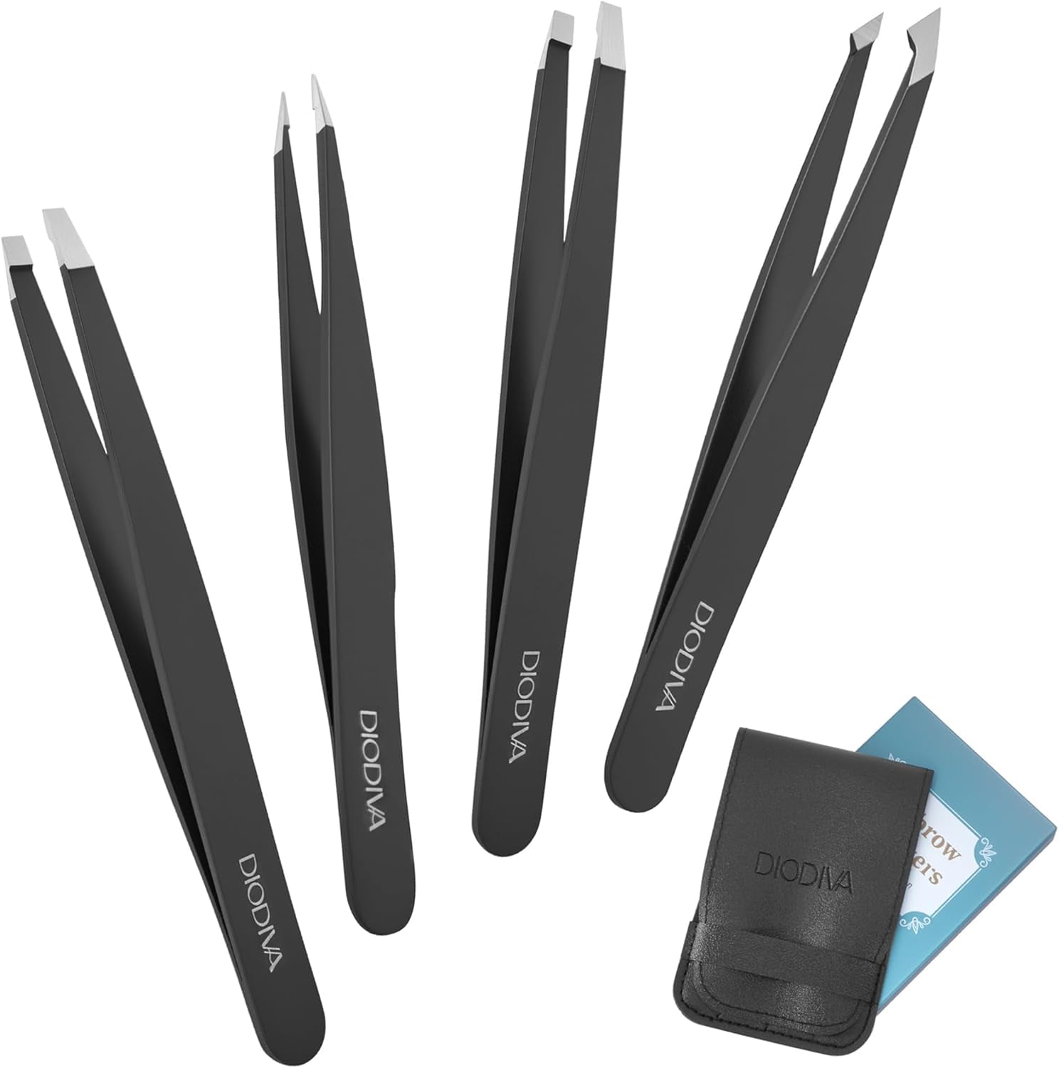 2-Pack Tweezers for Eyebrows, Facial Hair, Ingrown Hair Removal, Slant ...