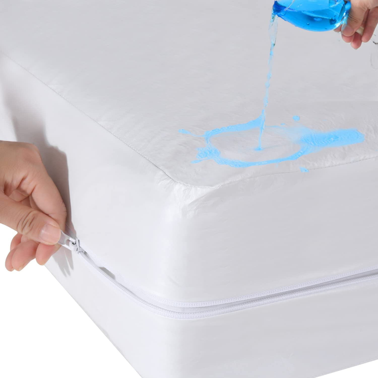 2 Pack Twin Mattress Protector,Zippered Fully Encased Waterproof Cover ...