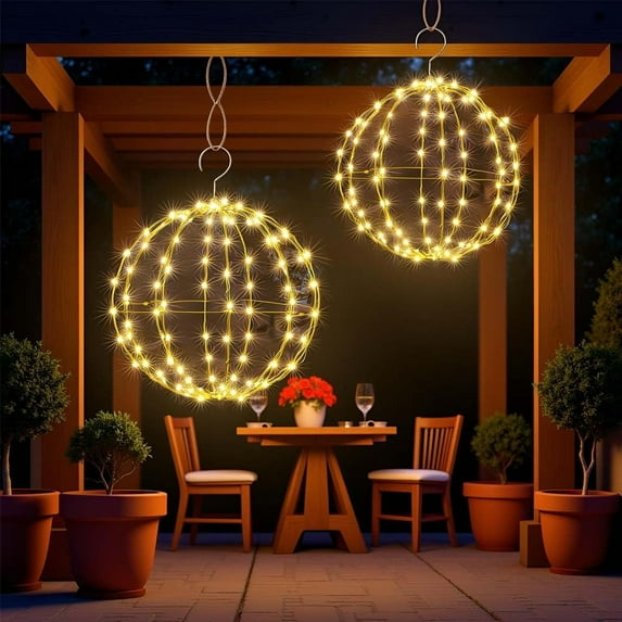 2 Pack Twinkle Orbs Battery Operated, Christmas Waterproof Folding LED ...
