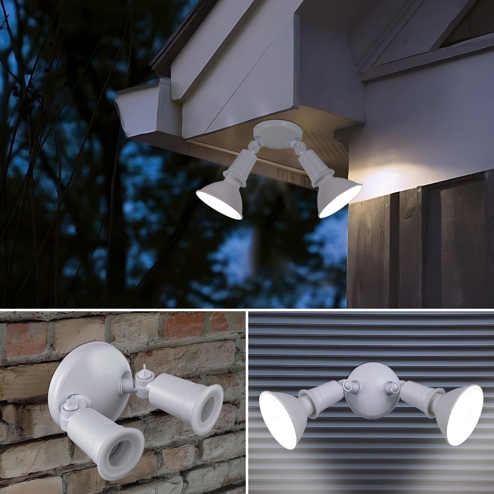 2 Pack Two Heads Outdoor Flood Lights Fixture,Adjustable Twin Par Spotlight Holder,120V Wired ...