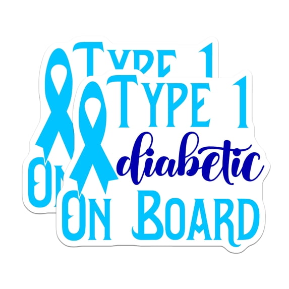 (2 Pack) Type 1 Diabetic On Board Stickers - Diabetes Awareness Decal ...