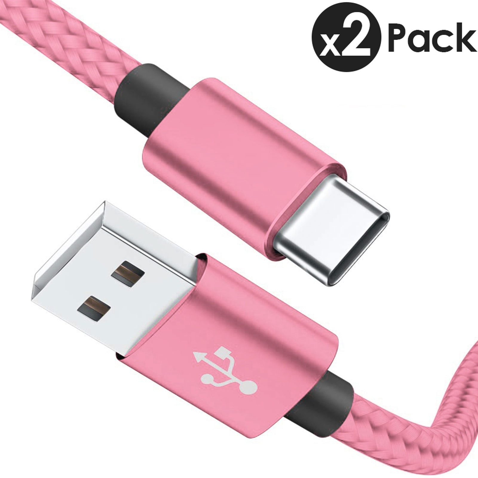 2-Pack Type C Cable Fast Charging Nylon Braided Cable USB-C Type-C 3.1 ...