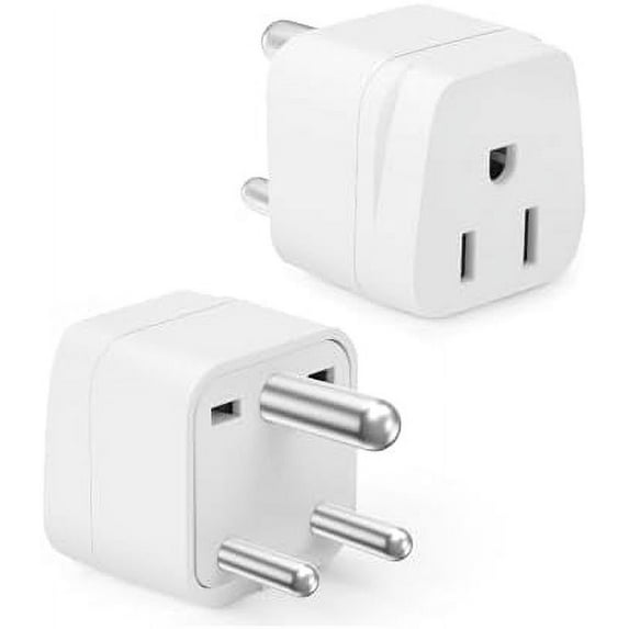 2 Pack Type D Travel Adapter, White, India, Nepal, Bangladesh, Maldives ...