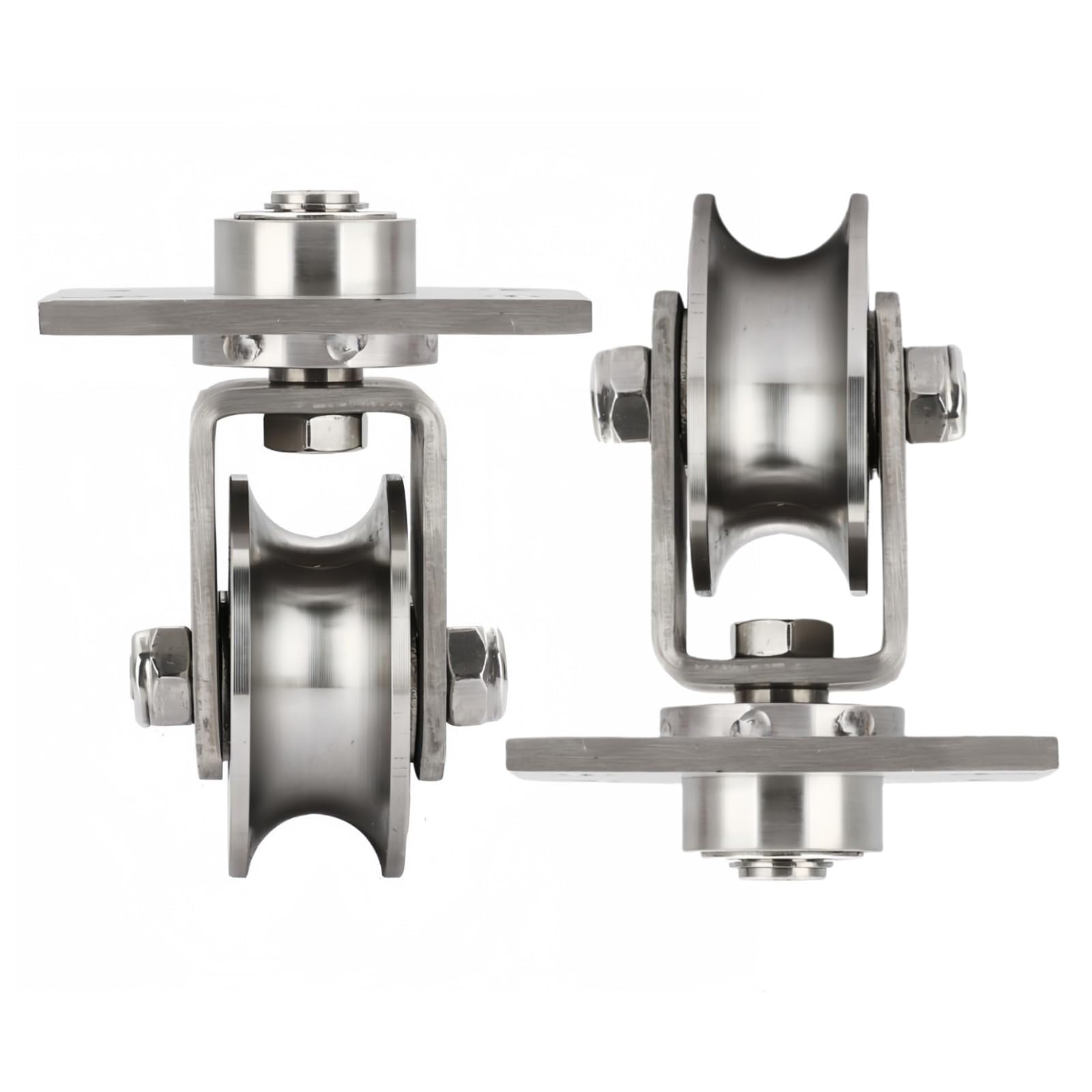 2 Pack U-Groove Swivel Pulley Wheel with Plate, 3" Heavy Duty Silent ...