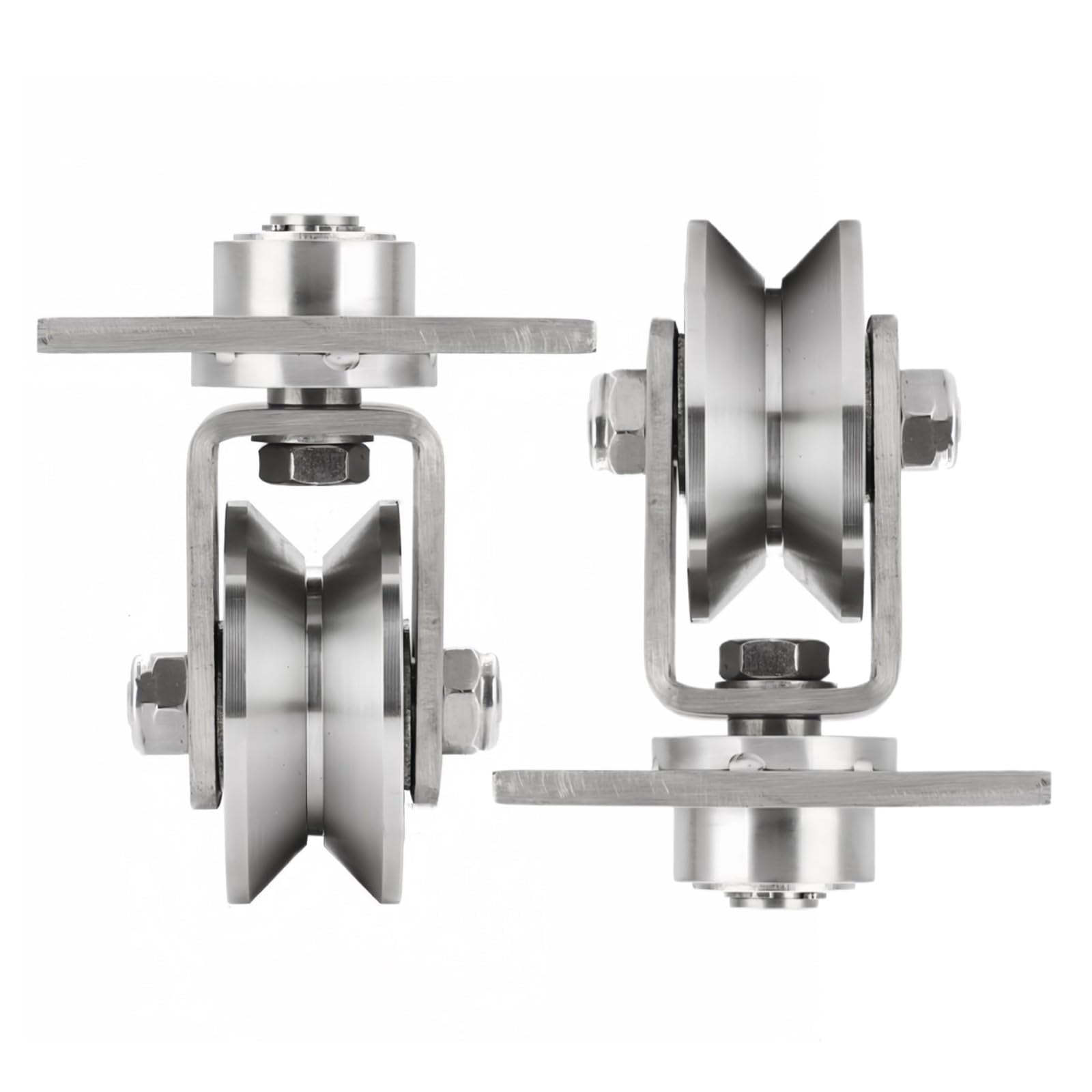2 Pack U-Groove Swivel Pulley Wheel with Plate, 3" Heavy Duty Silent ...