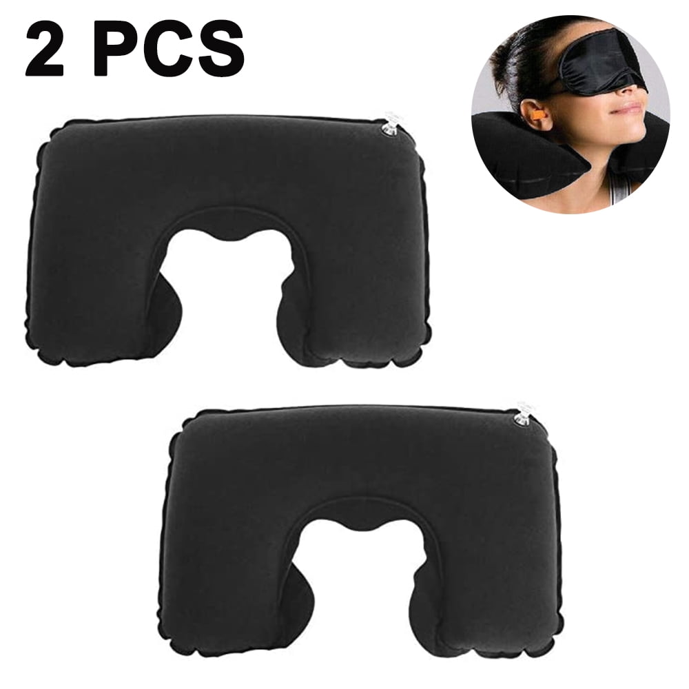 2 Pack U-Shaped Portable Inflatable Travel Neck Pillow,Compact Travel ...