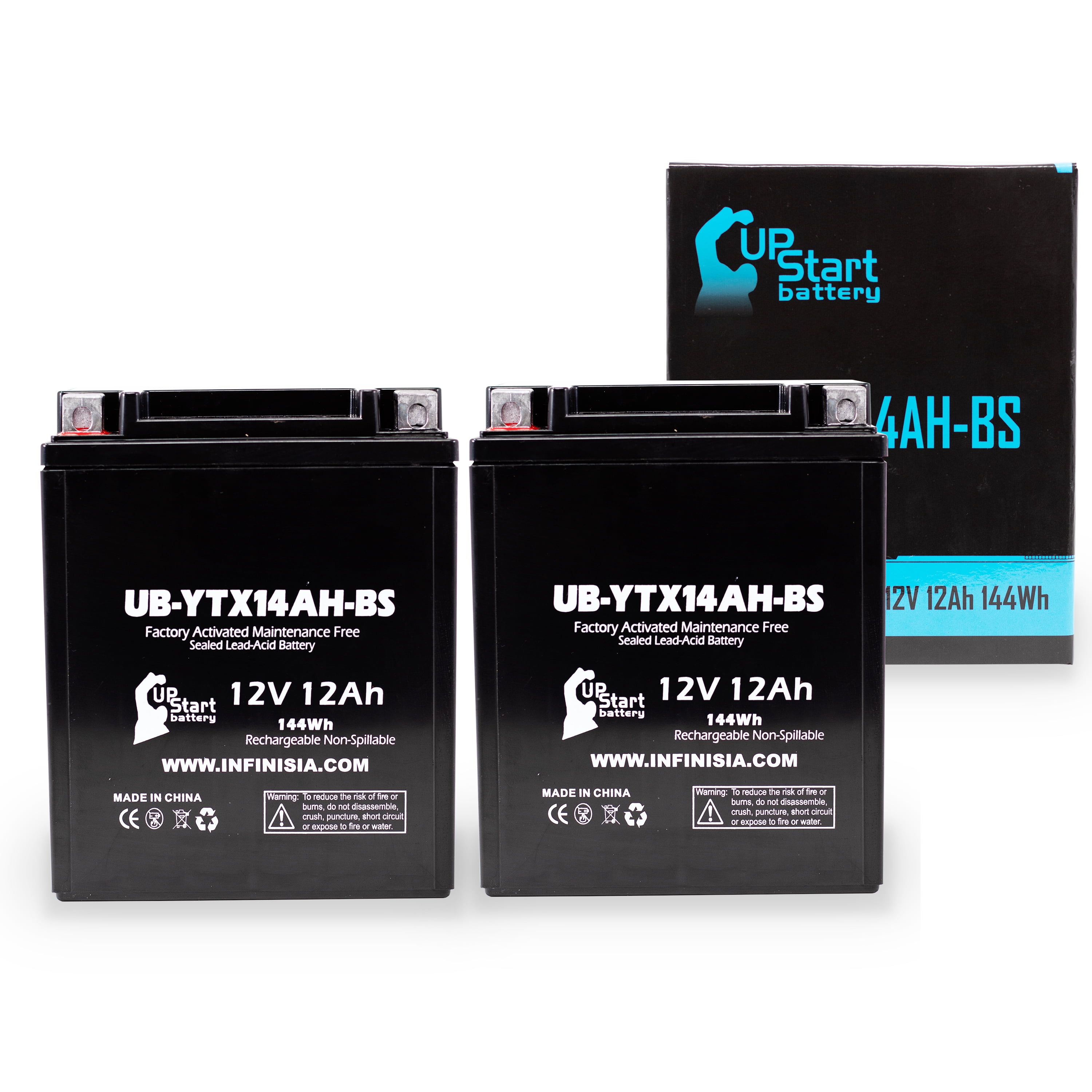 2-Pack UB-YTX14AH-BS Battery Replacement for 1988 Yamaha YFM35U Big ...