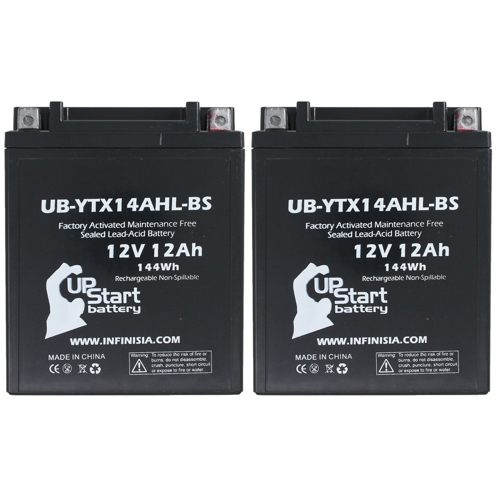 2-Pack UB-YTX14AHL-BS Battery Replacement for 1998 Arctic Cat Tiger Shark 770 CC Personal ...