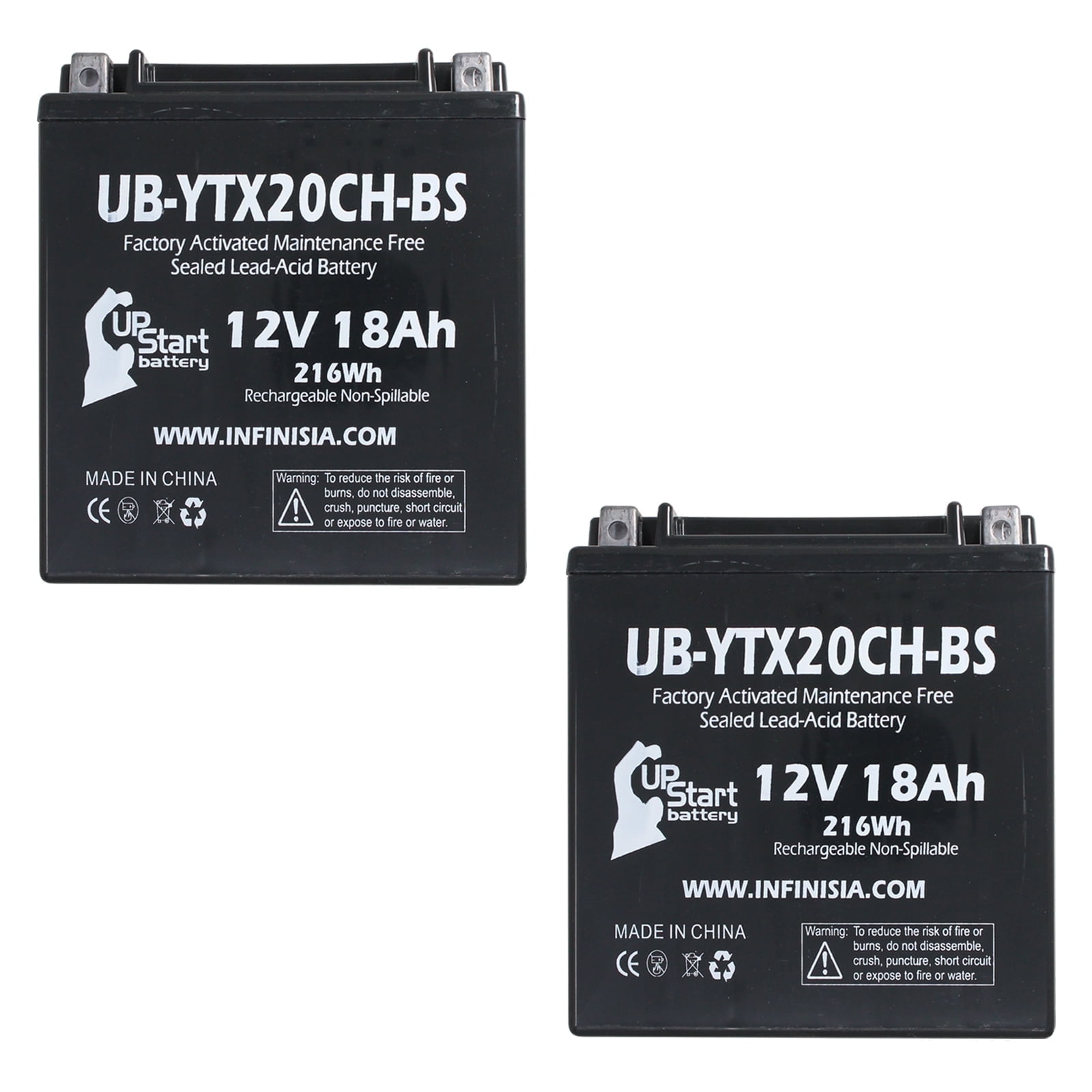 2-Pack UB-YTX20CH-BS Battery Replacement for 2010 Suzuki VZ1500 ...