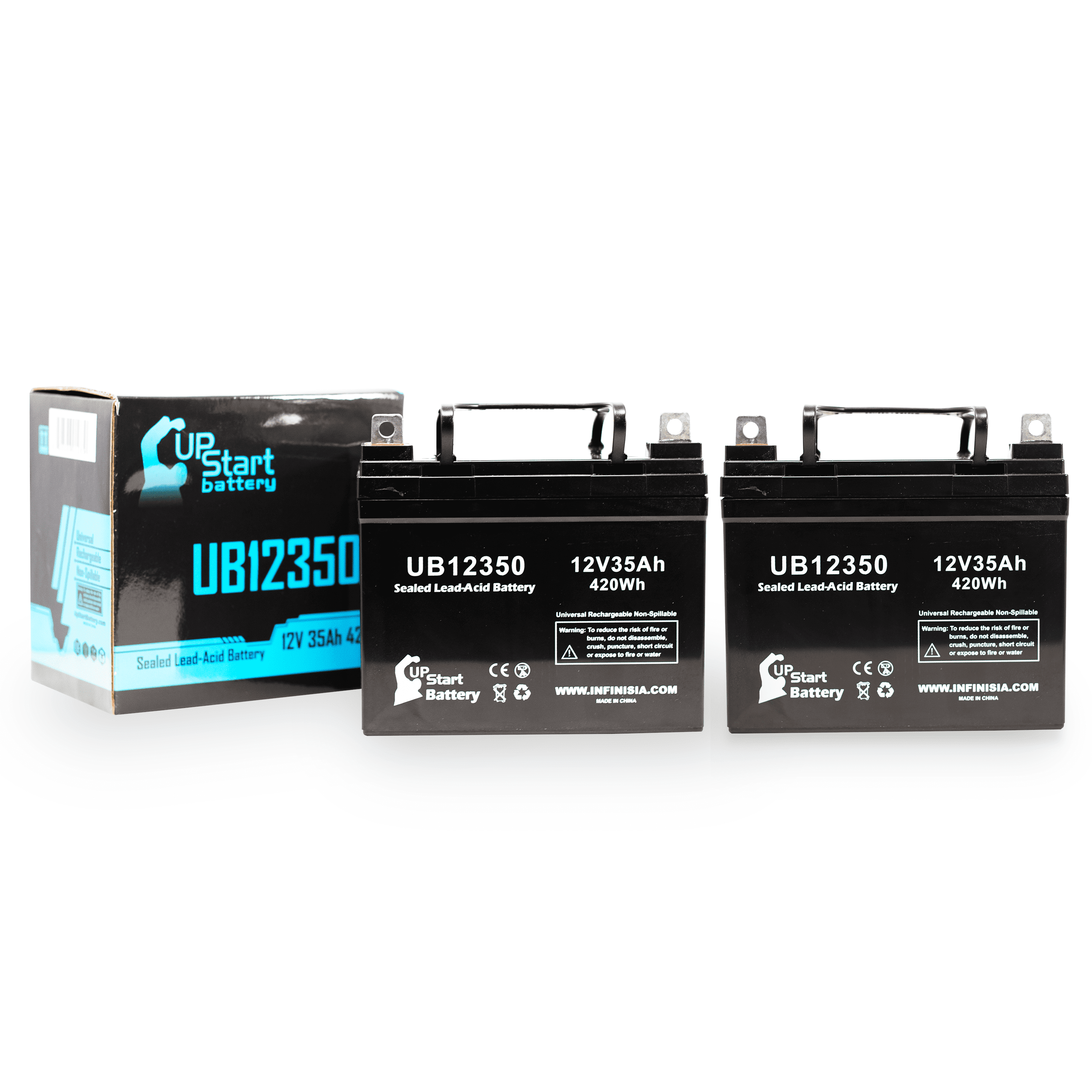 2-Pack UB12350 Universal Sealed Lead Acid Battery (12V, 35Ah, L1 ...