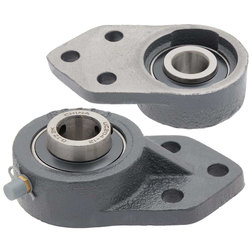 [2-Pack] UCFB204-12 - 3-Bolt Flange-Mount Ball Bearing Unit, Insert Bearing UC204-12, Cast Iron ...
