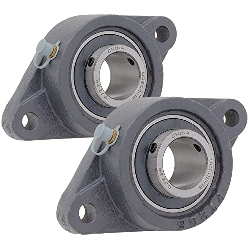 [2-Pack] UCFT206-19 2-Bolt Flange-Mount Ball Bearing Unit, Insert Bearing UC206-19, Cast Iron ...