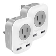 VINTAR 2-Pack EU Travel Adapter, US to Europe Plug, 2 USB Ports, 3750W ...