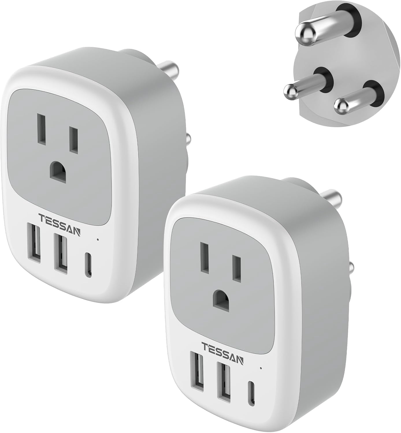2 Pack US to India Plug Adapter, Type D Travel Adapter with 1 ...