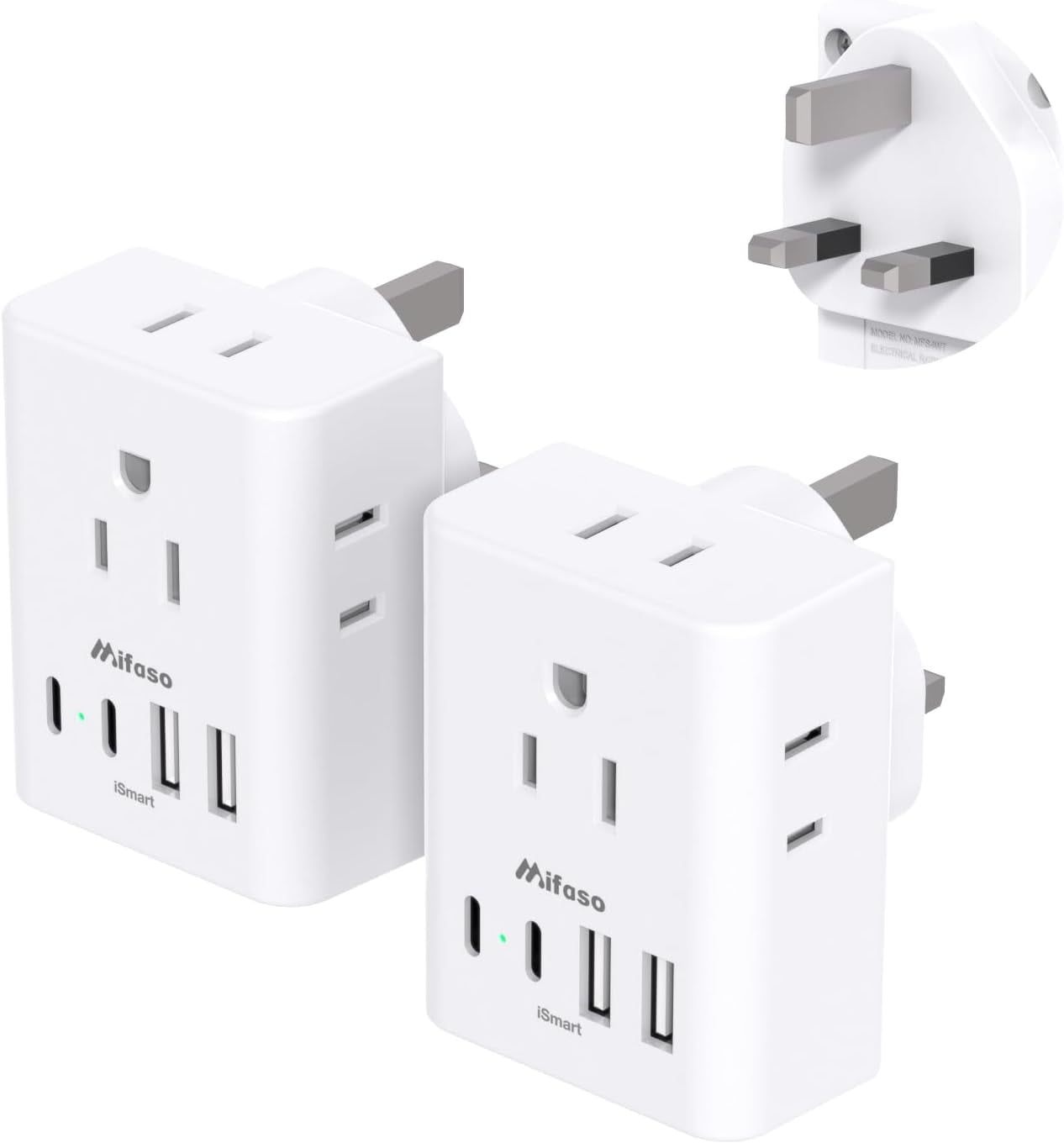 2 Pack US to UK Ireland Travel Plug Adapter, Type G Plug Adapter with 4 ...