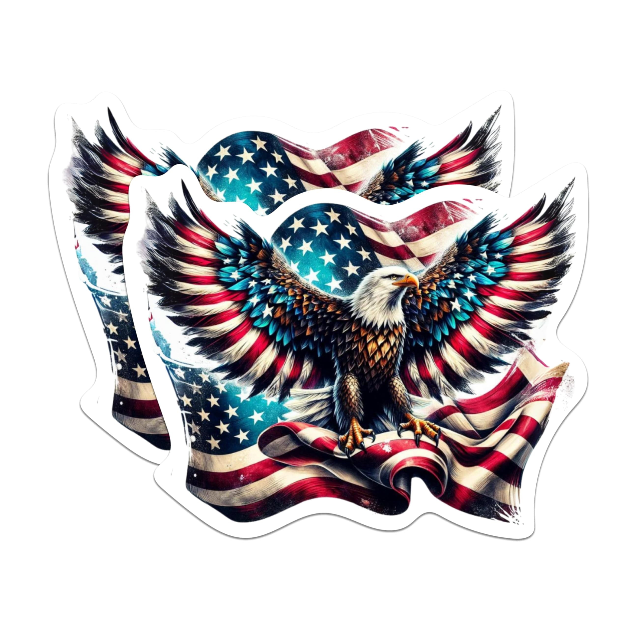 (2 Pack) USA Bald Eagle American Flag Stickers - Patriotic US Flag ...