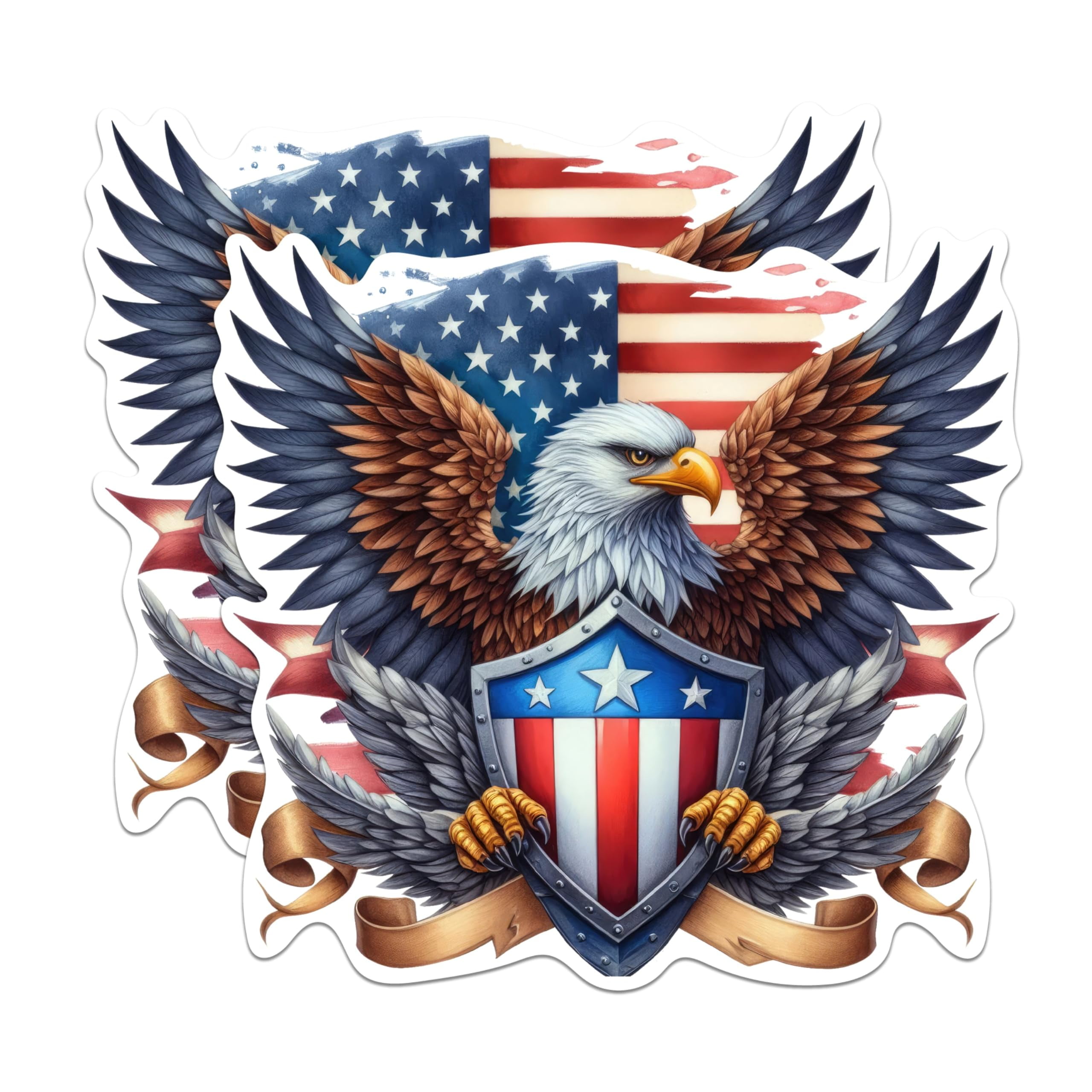 (2 Pack) USA Patriotic Bald Eagle Stickers - US Pride Sticker - America ...