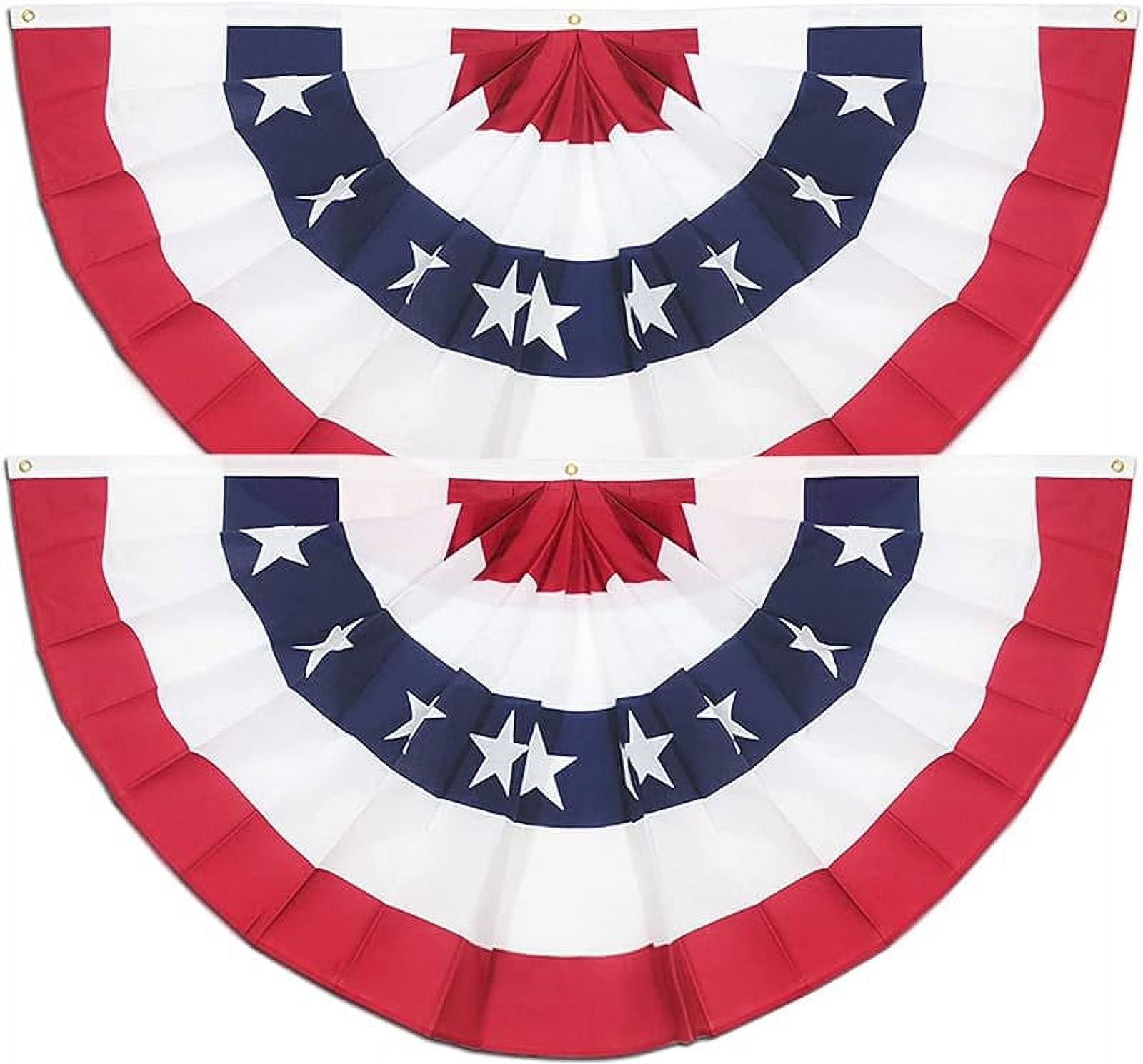 2 Pack USA Pleated Fan Flag, 3x6 Ft American US Flag Patriotic Bunting ...