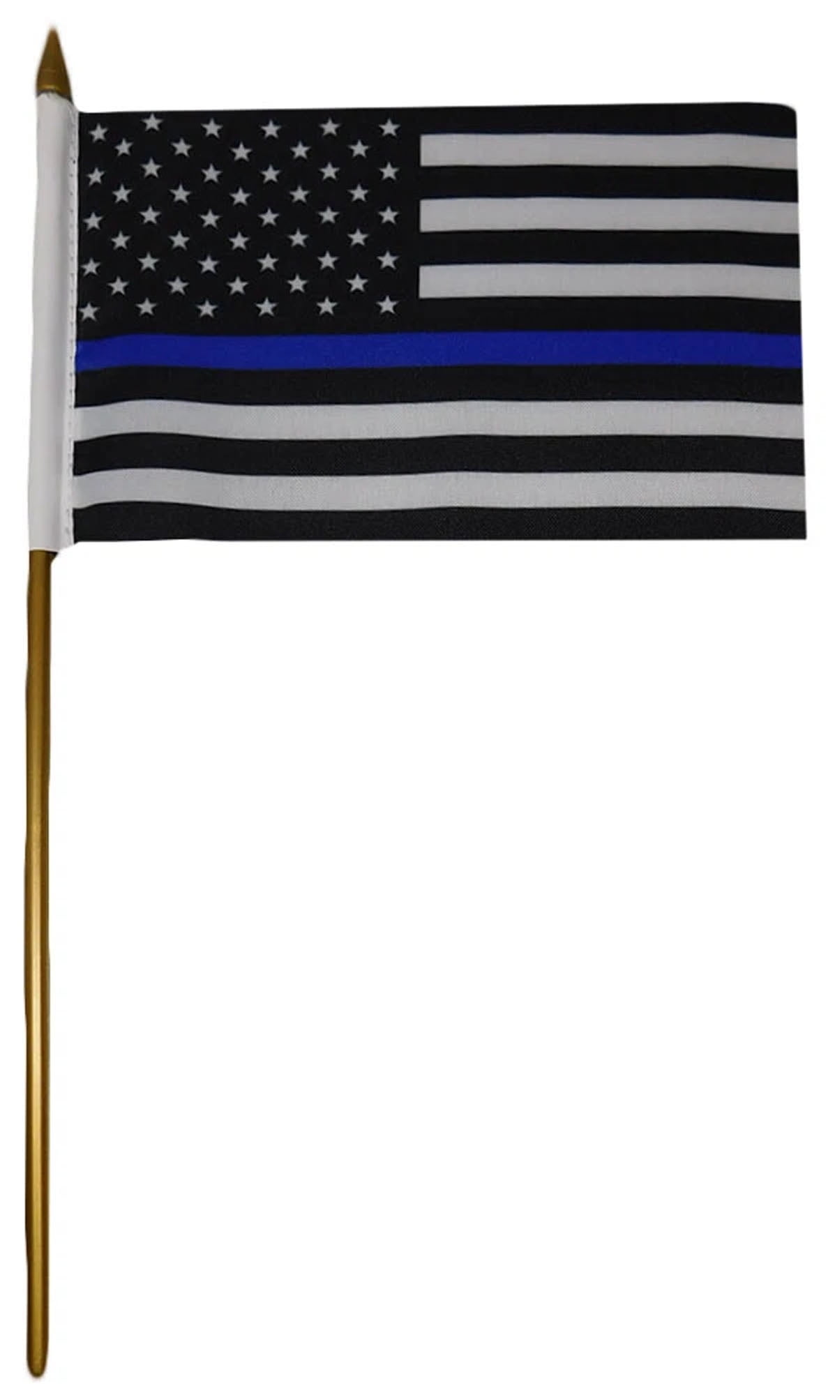 2 Pack USA Thin Blue Line Police Memorial 4"x6" Desk Flag Gold Staff ...