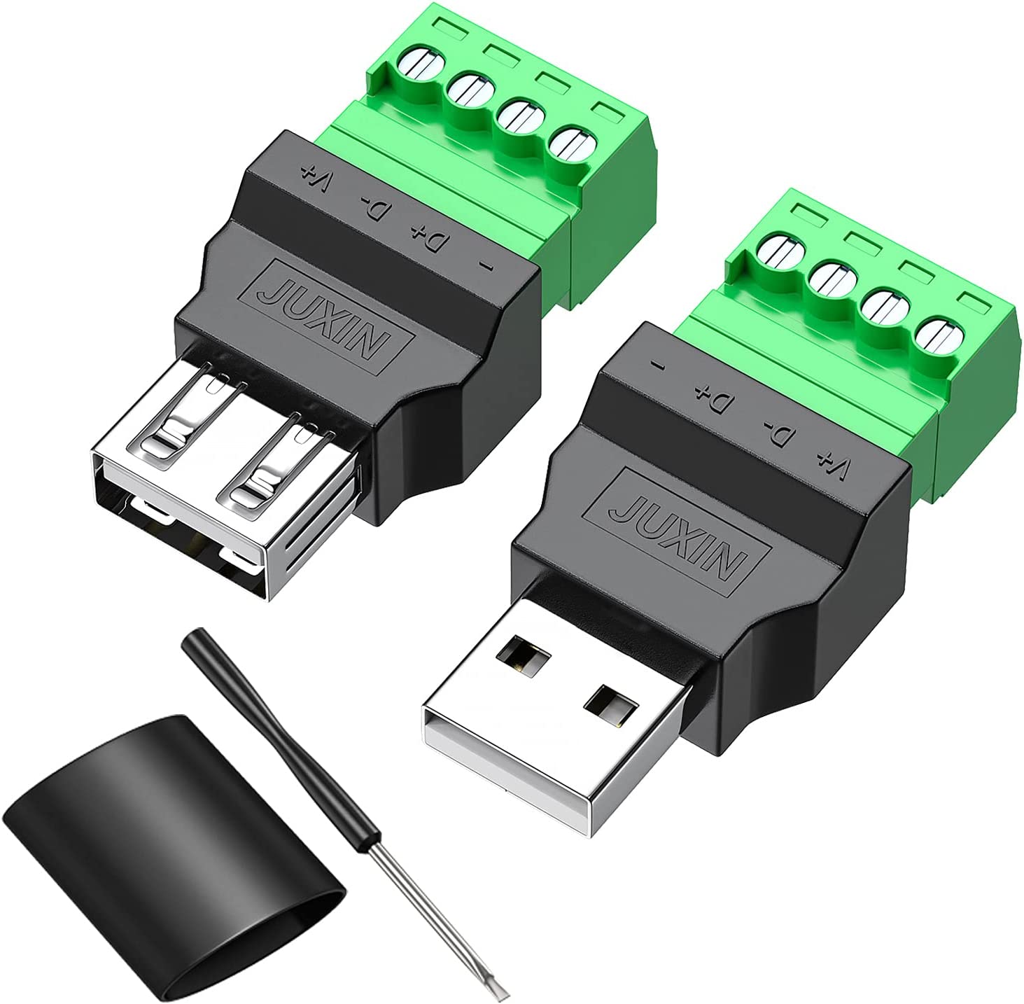 2 Pack USB 2.0 A Male and Female Adapters - No Soldering Required ...