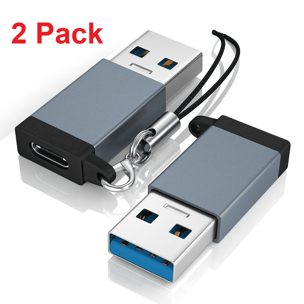 2 Pack USB 3.1 Type C Female to USB A Male Adapter Converter Charger ...