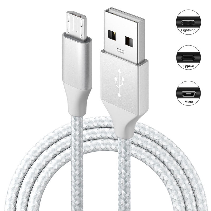 2 Pack USB A to Micro Cable 3.3FT, Extra Long Cable Braided Fast ...