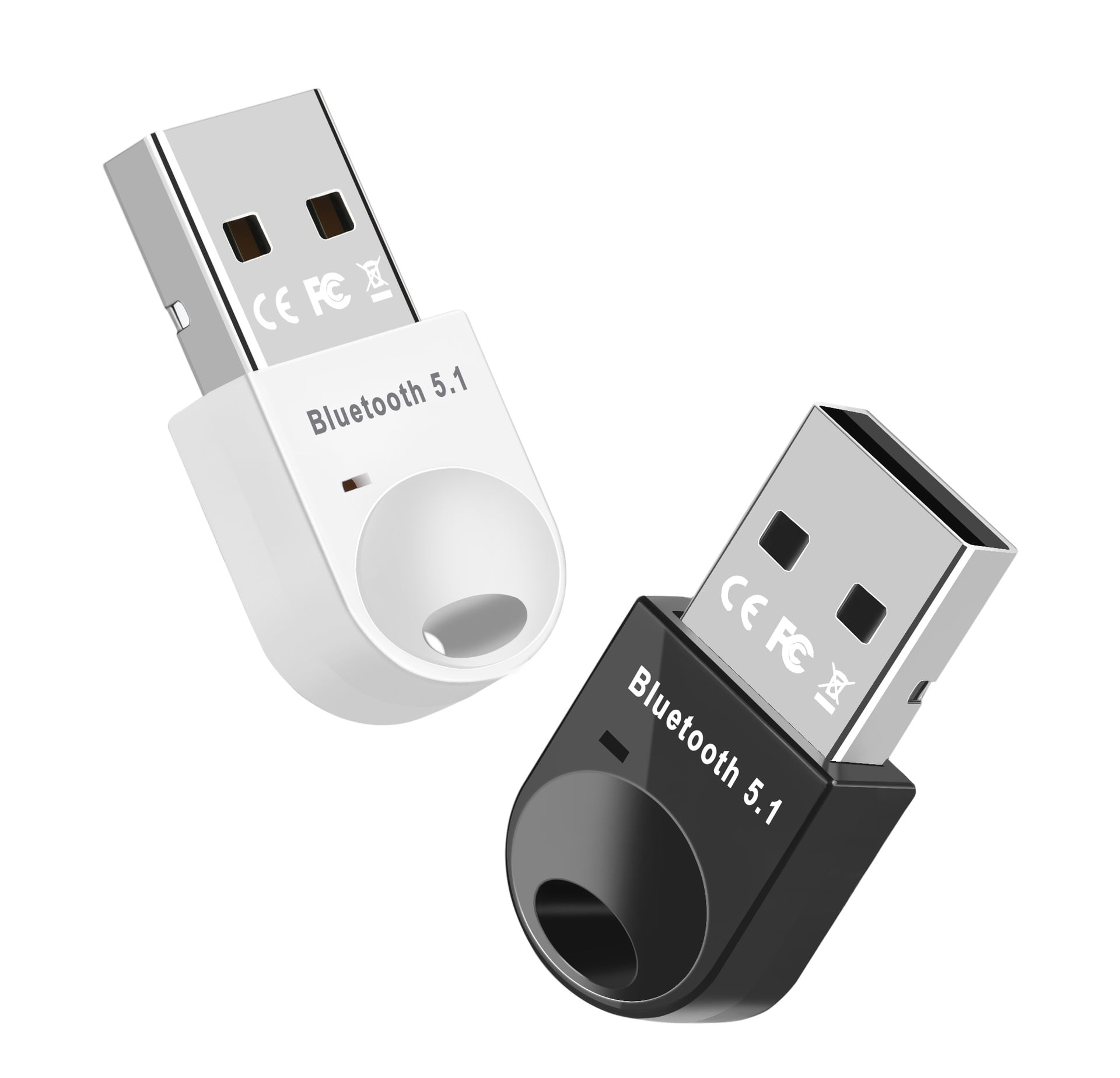 2 Pack USB Bluetooth Adapter, 5.1 Bluetooth Adapter Plug & Play for PC/Computer/Laptop/Keyboard ...