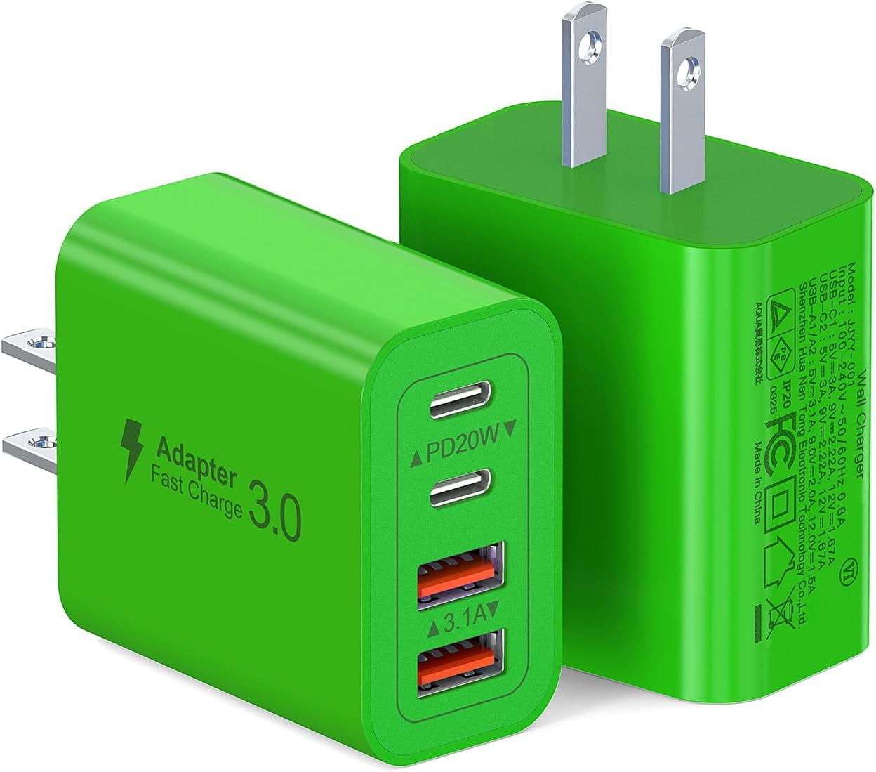2 Pack USB C Charger, 40W Charge Cube, 4-Port QC+PD Wall Plug,Multi ...