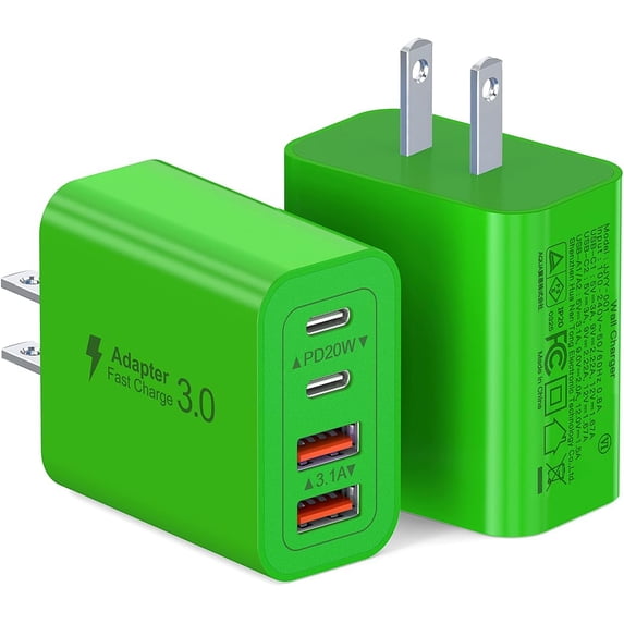 2 Pack USB C Charger, 40W Charge Cube, 4-Port QC+PD Wall Plug,Multi ...