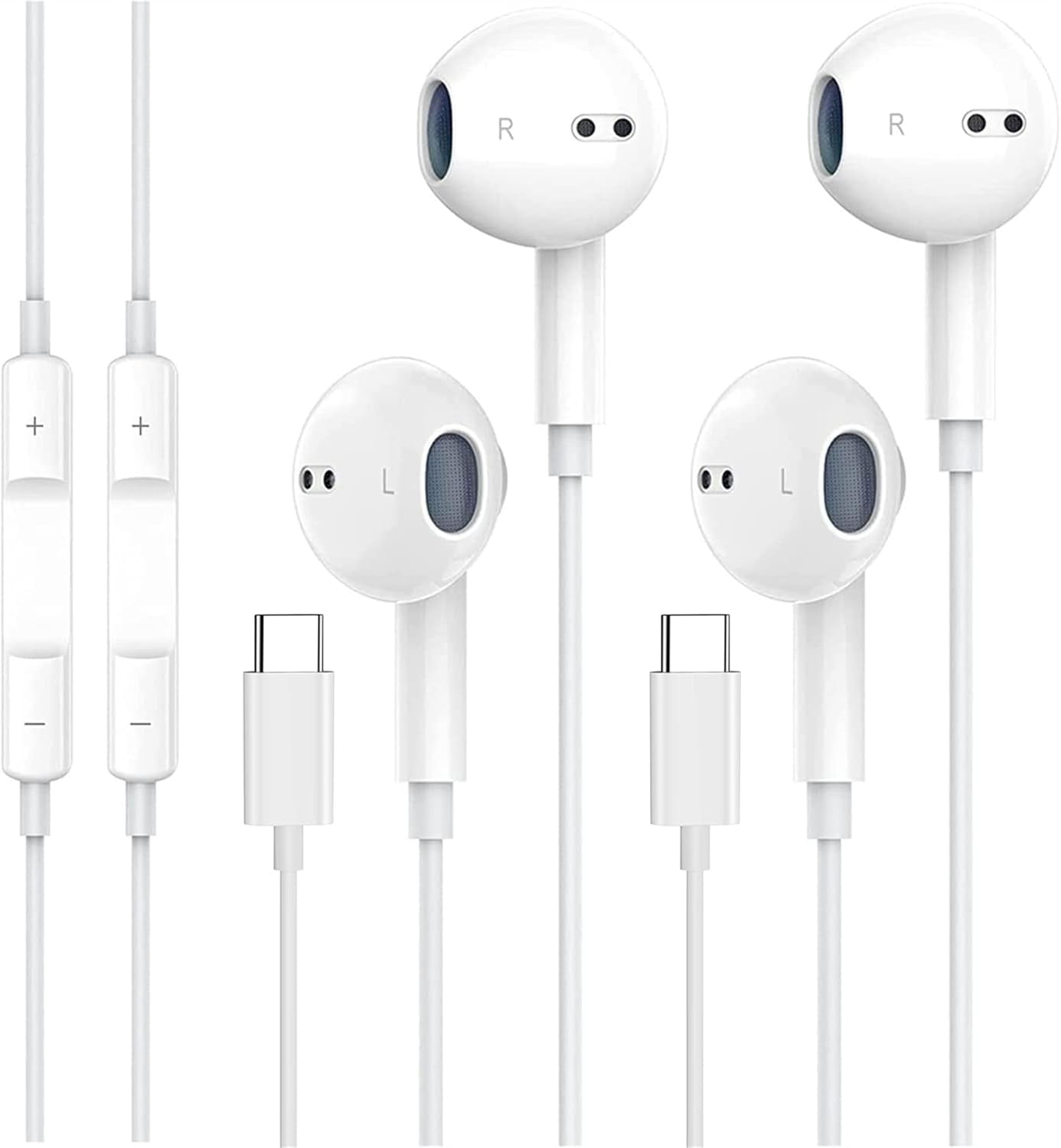 Cyber Geek 2 Pack USB-C Wired Headphones for iPhone 16, iPhone 15, iPad ...
