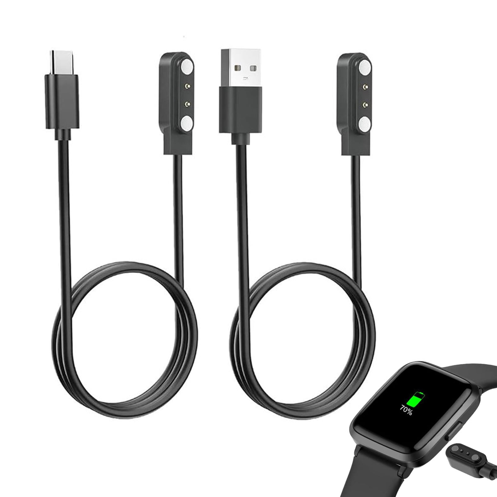 [2 Pack, USB-C+USB-A] Smart Watch Charger Compatible with GloryFit T80 ...
