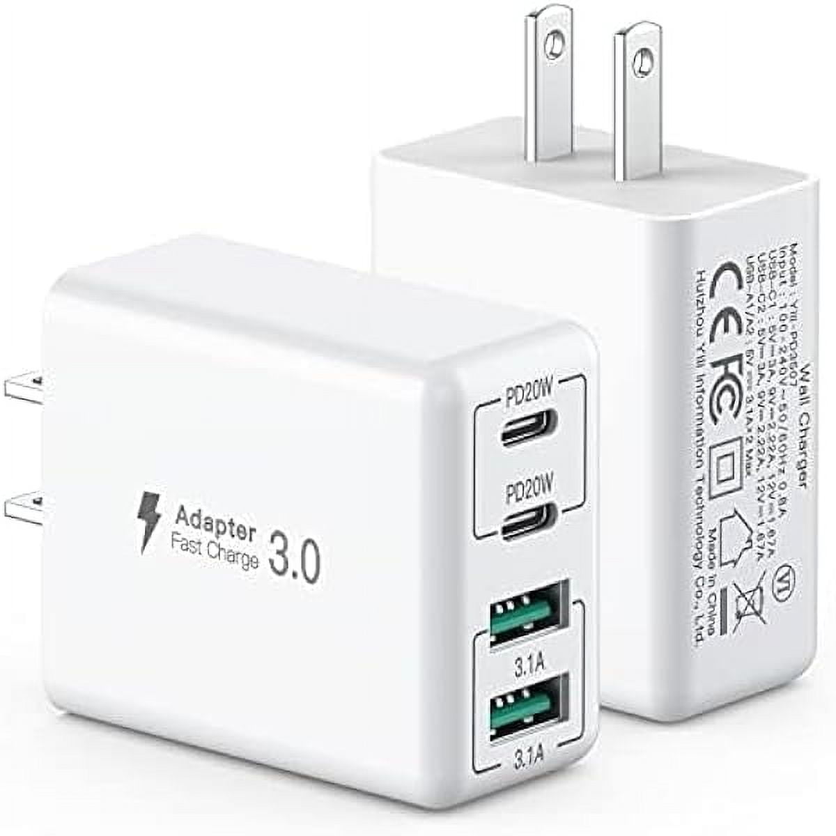 [2 Pack] USB C Wall Charger, 40W 4-Port USB C Charger Block,Fast ...