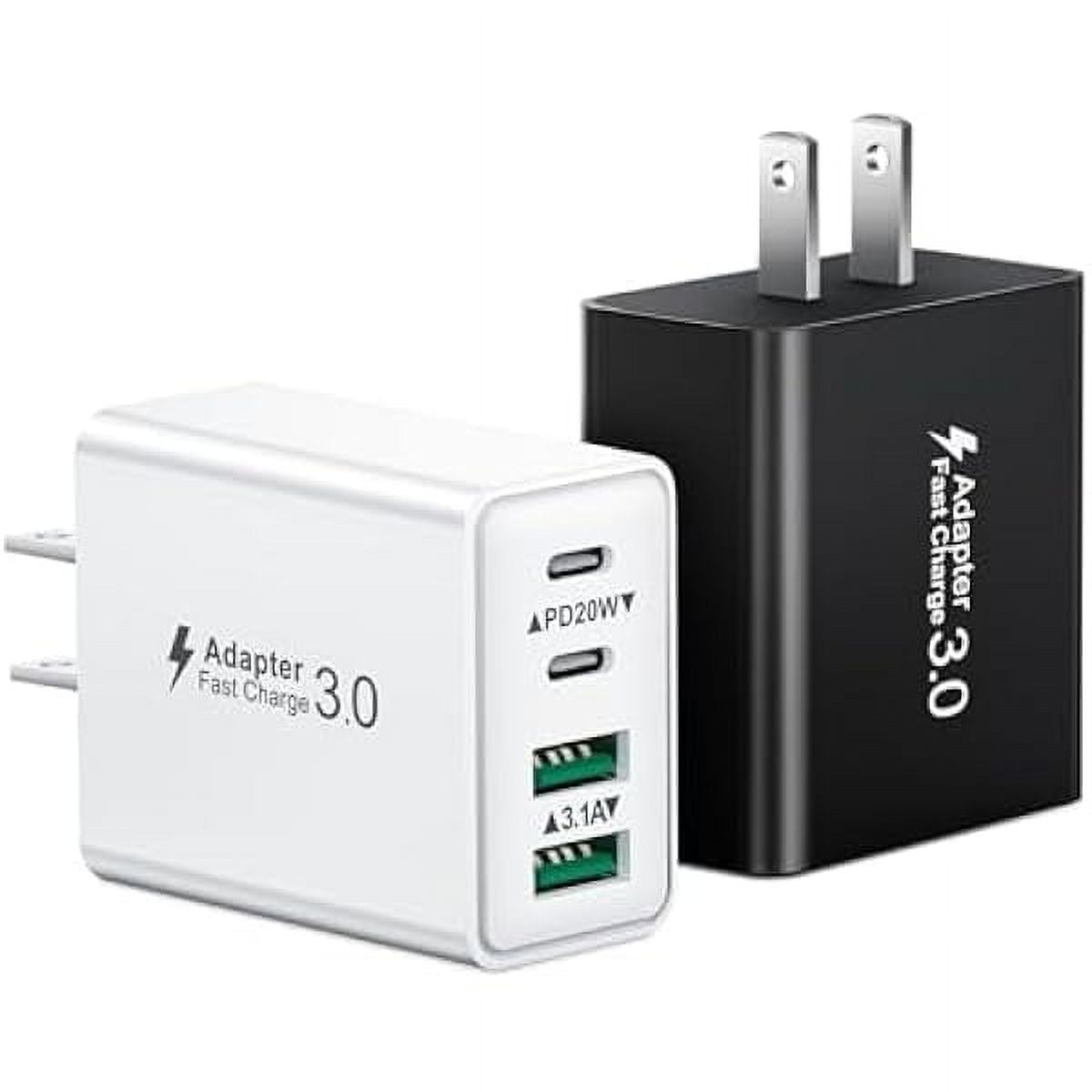 2-Pack USB C Wall Charger, 40W Fast USB C Charger Block, 4-Port Dual PD ...