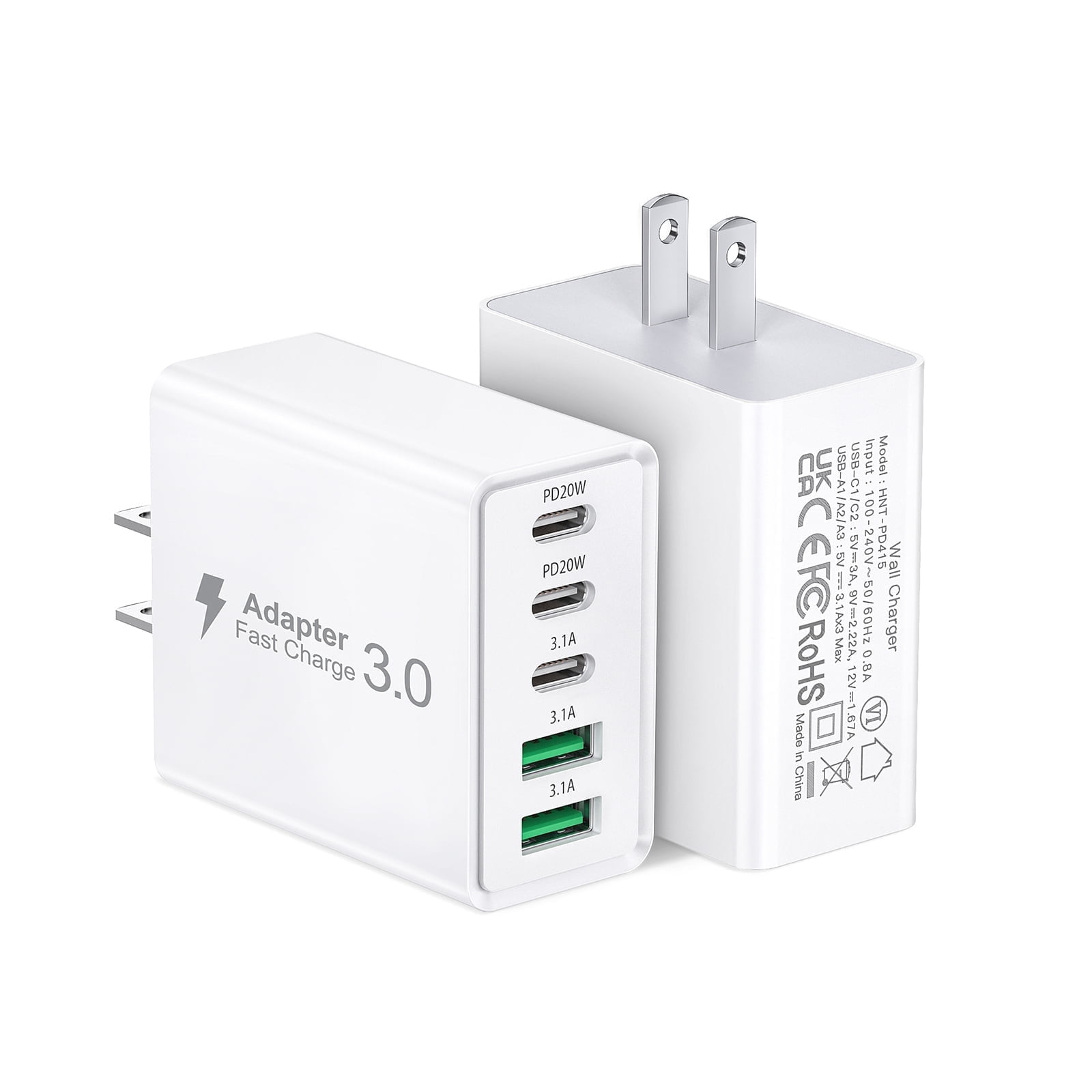 TAOHAI [2 Pack] USB-C Wall Charger,50W Durable 4 Port PD+QC 3.0 Power ...