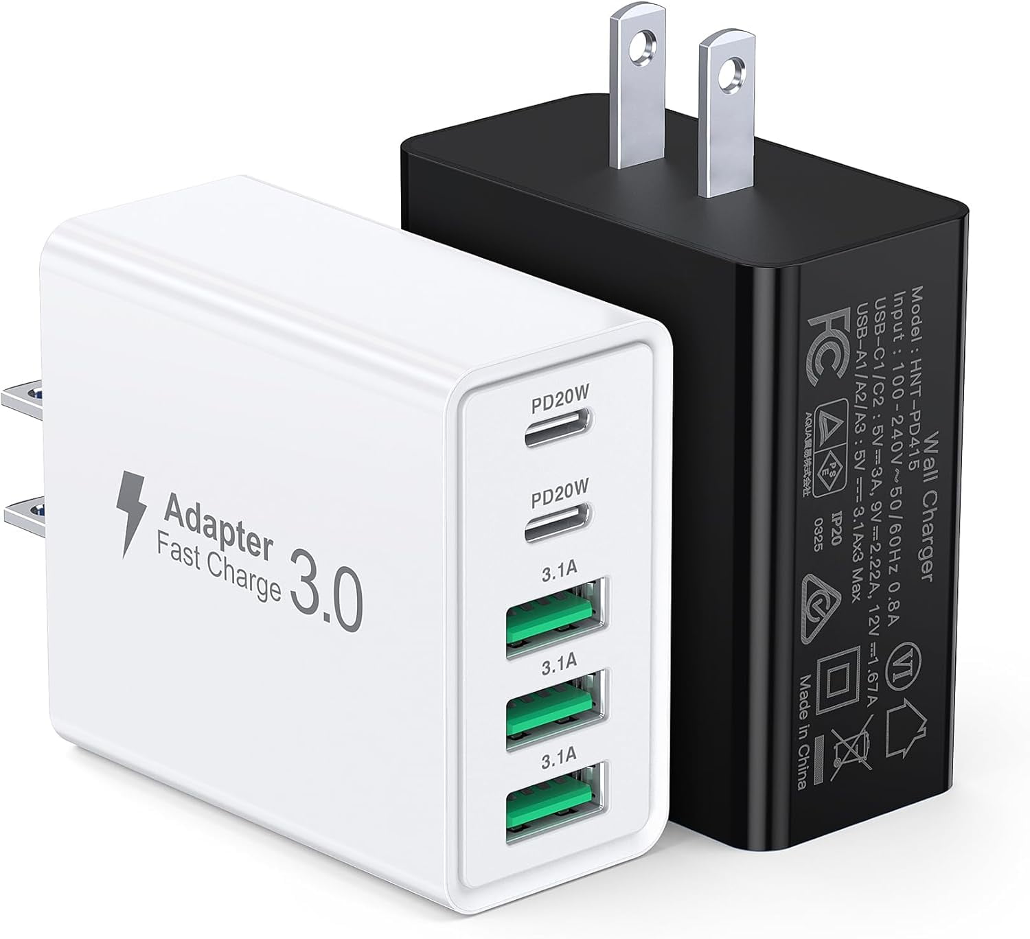 [2-Pack] USB C Wall Charger,60W 5-Port PD Fast USB C Charging Block ...