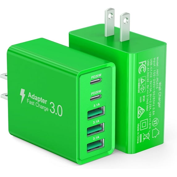 [2-Pack] USB C Wall Charger,60W 5-Port PD Fast USB C Charging Block ...