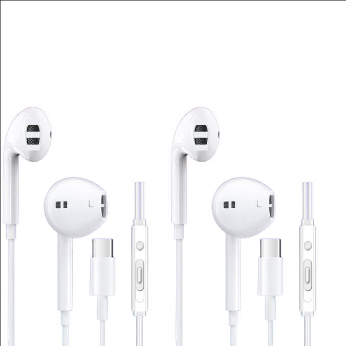 2 Pack USB C Wired Earbuds HiFi Stereo In-Ear Headphones with Mic ...