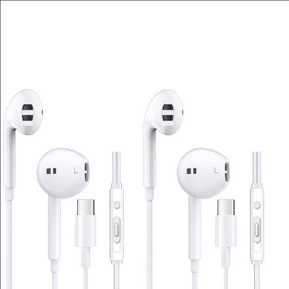 2 Pack USB C Wired Earbuds HiFi Stereo In-Ear Headphones with Mic ...