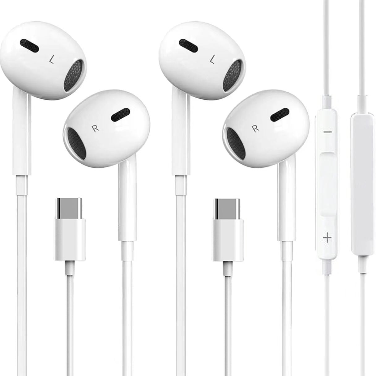 2 Pack USB-C Wired Earbuds for iPad Pro iPhone 15 Series, Hi-Fi Stereo ...