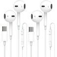 2 Pack USB-C Wired Earbuds for iPad Pro iPhone 15\16\17 Series, Hi-Fi ...