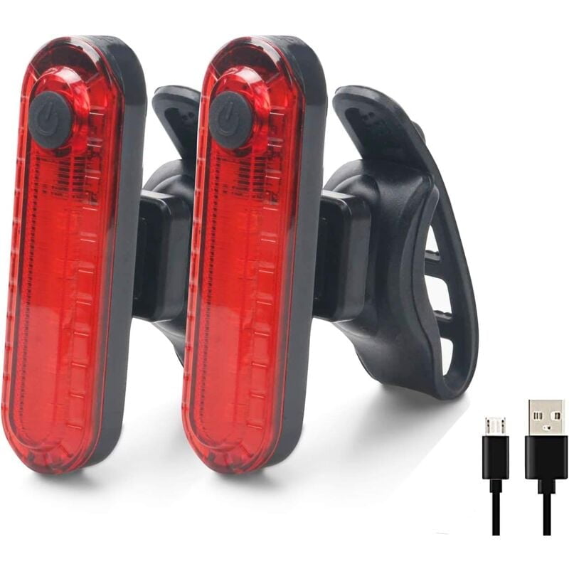 2 Pack USB Rechargeable LED Bike Tail Light Cycling Night Essential ...