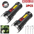 2 Pack USB Rechargeable LED Flashlight, 4 Modes with COB Work Light ...